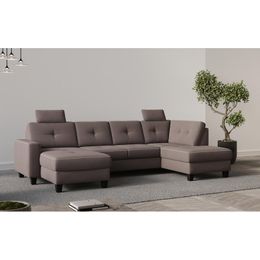 OTTO home Wohnlandschaft &raquo;Varese&laquo; wahlweise mit Schlaffunktion und Bettkasten grau 90% Polyester 10% Polyamid B/H/T: 304cm x 91cm x 170cm, Struktur, 