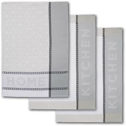 Dyckhoff Geschirrtuch &raquo;HOME / KITCHEN, Ma&szlig;e je Tuch ca. 50x70 cm&laquo; mit zwei verschiedenen Motiven grau 100% Baumwolle 6 Stk., 100 % Baumwolle