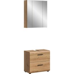 Welltime Badm&ouml;bel-Set &raquo;FLORENZ, 2-teilige Badkombination, hochwertige MDF-Front&laquo; Set, bestehend aus: 1 Waschbeckenunterschrank, 1 Spiegelschrank, 2 