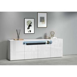 OTTO home Sideboard &raquo;Sideboard REAL, Kommode, Schrank, Kredenz&laquo; 1 Stk. tlg. Mit 4 T&uuml;ren, davon 2 abgerundet, die ein ovales offenes Fach bilden wei&szlig; B