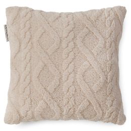 Descanso Dekokissen &raquo;Jacquard teddy&laquo; Dekokissen, Zierkissen, Weich, 40x40 cm, Teddy, Jacquard beige Jacquard, Polyester B/L: 40cm x 40cm, 1 Stk.