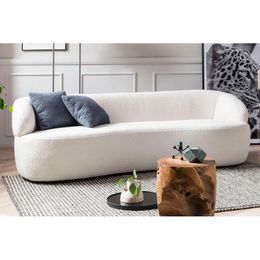 Salesfever 3-Sitzer &raquo;Stilvoller 3-Sitzer f&uuml;r Ihr Zuhause&laquo; organisch geformt, Breite 220 cm wei&szlig; Boucl&eacute; Stoff (100% Polyester) B/H/T: 220cm x 70cm x 