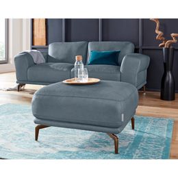W.Schillig Hocker &raquo;montanaa&laquo; mit Metallf&uuml;&szlig;en in Bronze pulverbeschichtet, Breite 71 cm blau B/H/T: 71cm x 42cm x 71cm, Longlife Xtra-Leder Z69