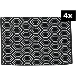 done. Badematte &raquo;DAILY SHAPES Ethno 4er-Set&laquo; H&ouml;he 5 mm fu&szlig;bodenheizungsgeeignet Badvorleger aus 100% Baumwolle, Jacquardgewebt schwarz Baumwolle 