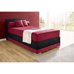 Maintal Boxspringbett &raquo;Lago&laquo; in 3 verschiedenen Matratzenarten, H2 oder H3 rot Bezug Kopteil und seitliche Unterbox wahlweise Microvelours aus 100% Polyester 