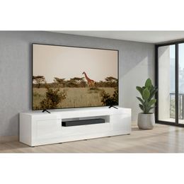 OTTO home Lowboard &raquo;Basic, 245 cm breit, 47 cm tief, 2 T&uuml;ren, 1 Schubkasten, Medienboard&laquo; Hochglanz Lack, Metallgriffe, geeignet f&uuml;r bis zu 98-Zoll-TV