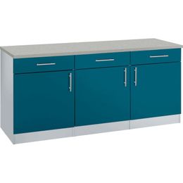 Wiho-K&uuml;chen wiho K&uuml;chen Unterschrank &raquo;Kiel&laquo; 180 cm breit blau B/H/T: 180cm x 85cm x 60cm, Schubladen: 3 Stk. T&uuml;ren: 3 Stk.