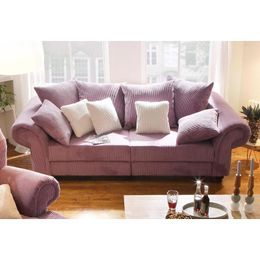 Home Affaire Big-Sofa &raquo;King Henry Mega Sofa, viel Platz, Breite 242cm, Federkern&laquo; in legerer Polsterung und vielen losen Kissen lila Samtcord &raquo;Ribbon&laquo;