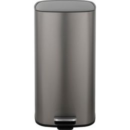 OTTO home M&uuml;lleimer &raquo;Keenna, Soft Close, mit verstecktem Griff&laquo; 1 Beh&auml;lter Treteimer f&uuml;r K&uuml;che oder Bad, Abfalleimer mit Deckel silber Edelstahl B/H/T