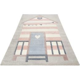 Esprit Kinderteppich &raquo;Sea Castle ESP-21072&laquo; rechteckig 13 mm H&ouml;he Kurzflor, maritimes Dessin, Strandschlo&szlig; grau Polypropylen (PP) B : 200cm 1 Stk., 13mm, L: 