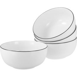 Creatable Schale &raquo;Allround Black Line, Buddha Bowl 16 cm 4-tlg&laquo; 4 Stk. aus Porzellan Daily Use, Zeitlos wei&szlig; Porzellan &Oslash; 16cm