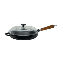 Bratpfanne &raquo;Maestro, hoch, &Oslash; 28 cm, mit Glasdeckel, Holzgriff & Gegengriff&laquo; Gusseisen 1 tlg. schwarz H&ouml;he 13cm