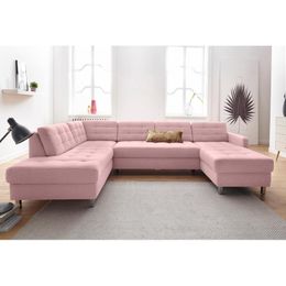 Sit & More sit&more Wohnlandschaft &raquo;Picasso U-Form&laquo; wahlweise mit Schlaffunktion und Bettkasten rosa Luxus-Microfaser ALTARA NUBUCK (100% Polyester) / Struktur 