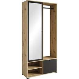 Home Affaire Garderobenschrank &raquo;DINO Kompaktgarderobe, Garderoben-Set DINO&laquo; Mit Spiegel und Kleiderstange, 90 cm breit, T&uuml;ranschlag wechselbar schwarz