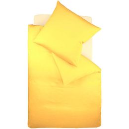 Fleuresse Bettw&auml;sche &raquo;Colours in 135x200, 155x220 oder 200x200 cm&laquo; 2 Stk. Bettw&auml;sche aus 100% Baumwolle, uni, mit Rei&szlig;verschluss gelb Mako-Satin, 