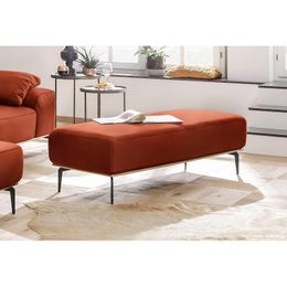 W.Schillig Polsterhocker &raquo;run&laquo; mit Holzsockel, F&uuml;&szlig;e in Schwarz pulverbeschichtet, Breite 150 cm orange Longlife Xtra-Leder Z73: Naturwalkleder der 