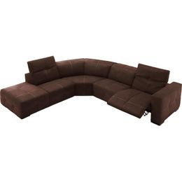 Egoitaliano Ecksofa &raquo;Sauvanne, Designsofa der Extraklasse, elegant und bequem, L-Form&laquo; wahlweise mit elektrischer Relaxfunktion, Kopfteilverstellung grau Leder &raquo;