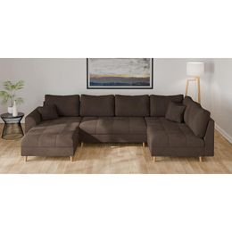 Home Affaire Wohnlandschaft &raquo;CHARRE U-Form mit Ottomane, Ma&szlig;e B/T/H: 310/161/81 cm&laquo; feine Steppung, lose R&uuml;cken- und Zierkissen, auch in Cord und 