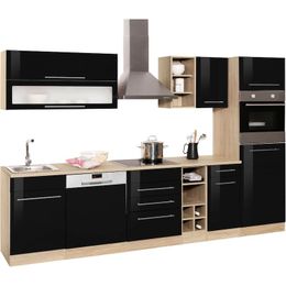 KOCHSTATION K&uuml;chenzeile &raquo;KS-Eton&laquo; mit E-Ger&auml;ten, Breite 300 cm schwarz B/H/T: 300cm x 60cm