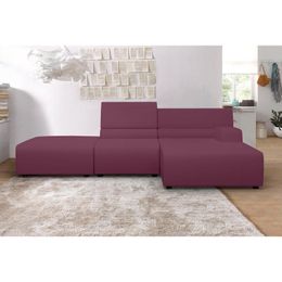 Egoitaliano Ecksofa &raquo;Babouche, Designsofa mit au&szlig;ergew&ouml;hnlichem Sitzkomfort zum Wohlf&uuml;hlen&laquo; lila Leder NUVOLE (Echtes Rindsleder). Halbnat&uuml;rliches, halbnarbiges 