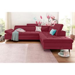 Sit & More sit&more Ecksofa &raquo;Limit L-Form&laquo; wahlweise mit Schlaffunktion und Bettkasten rot Kunstleder SOFTLUX ;Luxus-Microfaser ALTARA NUBUCK (100% Polyester);