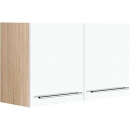 KOCHSTATION H&auml;ngeschrank &raquo;KS-Eton&laquo; Breite 100 cm wei&szlig; eiche sonoma, B/H/T: 100cm x 57cm x 34cm, T&uuml;ren: 2 Stk.