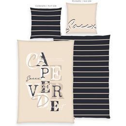 SOCCX Wendebettw&auml;sche &raquo;Coastal Stripes&laquo; 2 gewebtes Label beige Renforc&eacute;, Obermaterial: 100% Baumwolle B/L: 135cm x 200cm, 1 Stk., 1 Stk., Renforc&eacute;, B/