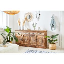 OTTO home Sideboard &raquo;Maneesh&laquo; Kommode aus massivem Mangoholz, viele Stauraumm&ouml;glichkeiten, B/ 179cm beige B/H/T: 178cm x 88cm x 40cm