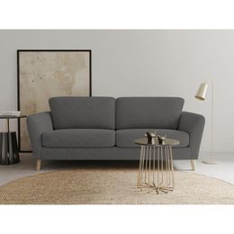 OTTO home 3-Sitzer &raquo;MARSEILLE 3er Sofa 206 cm, Cord, Flachgewebe, Struktur, Webstoff&laquo; Massivholzbeine Eiche, Landhausstil, Wellenunterfederung grau 