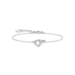 Thomas Sabo Damen Thomas Sabo Armband &raquo;TOGETHER Herz Klein&laquo; mit Zirkonia (synth.) bunt 19, Silber 925 (recycelt)