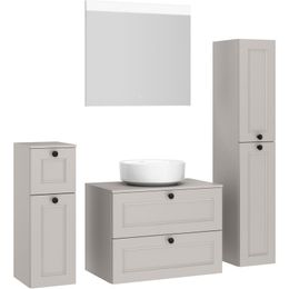 Nobilia Badm&ouml;bel-Set &raquo;Cascada&laquo; Set, inkl. Aufsatzwaschbecken und beleuchtetem Spiegel mit Touch-Sensor, 4 Stk. tlg. B/H/T: 160cmcm x 184cmcm x 