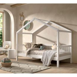 Vipack Hausbett Made in Europe, mit LF 90x200 cm, wahlweise mit o. ohne Bettschublade, Buche wei&szlig; wei&szlig; Liegefl&auml;che L&auml;nge B: 200cm x 90cm, ohne Bettschublade,