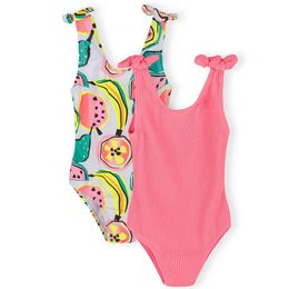 MINOTI Badeanzug M&auml;dchen Gr&ouml;&szlig;e 116/122 gelb / petrol / pink / wei&szlig;