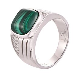 Gt Collection Ring 'MALACHITE' Herren Gr&ouml;&szlig;e 66 gr&uuml;n / silber