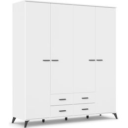 Rauch Dreht&uuml;renschrank &raquo;Lucena&laquo; mit schr&auml;g ausgestellten F&uuml;&szlig;en im Monochrom-Stil wei&szlig; Holzwerkstoff B/H/T: 185cm x 203cm x 54cm