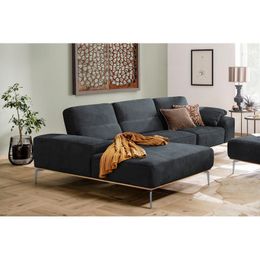 W.Schillig Ecksofa &raquo;run, Designsofa mit tollem Sitzkomfort, bequem, L-Form&laquo; mit elegantem Holzsockel, F&uuml;&szlig;e in Chrom gl&auml;nzend, Breite 319 cm schwarz 