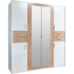 wimex Dreht&uuml;renschrank &raquo;Vegas&laquo; inklusive Passepartout-Rahmen, mit Spiegelt&uuml;ren und Schubladen wei&szlig; Holzwerkstoff B/H/T: 183cm x 210cm x 58cm, Schubladen: 4 