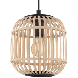 Eglo H&auml;ngeleuchte &raquo;BORDESLEY Pendellampe, E27, Stahl und Holz, Wohnzimmerlampe, Lampe&laquo; E27 Schlafzimmer, Esstischlampe, H110 x &Oslash;21cm, schwarz, natur, 