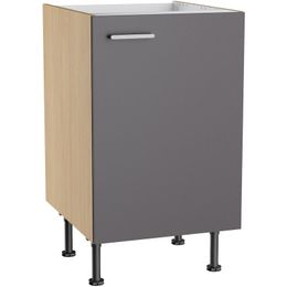 KOCHSTATION Sp&uuml;lenschrank &raquo;KS-Lucy&laquo; Breite 50 cm, mit 1 T&uuml;r, h&ouml;henverstellbare F&uuml;&szlig;e, Soft-Close grau Eiche hell, B/H/T: 50cm x 87cm x 58,1cm, T&uuml;ren: 1