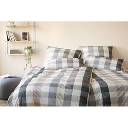 Elegante Bettw&auml;sche &raquo;Kuschel Karo&laquo; 2 angenehmes Hautgef&uuml;hl Mako-Jersey, Obermaterial: 100% Baumwolle B/L: 155cm x 220cm, 1 Stk., 1 Stk., Mako-Jersey, B/L: 80cm