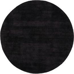 CarpetFine Teppich &raquo;Ava Viskoseteppich&laquo; rund 13 mm H&ouml;he Seidenoptik, leichter Glanz, Wohnzimmer schwarz Viskose &Oslash; 160cm 1 Stk., 13mm, &Oslash; 160cm