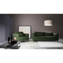 Trendmanufaktur Sessel &raquo;Luzi, Loungesessel, modern mit extra hohen F&uuml;&szlig;en&laquo; Designsessel mit tollem Sitzkomfort, Metallf&uuml;&szlig;e schwarz, Breite 96 cm gr&uuml;n 