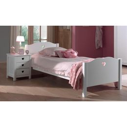 Vipack Kinderbett &raquo;Amori, mit nostalgischer Herz-Optik, geschwunges Kopf- und Fu&szlig;teil&laquo; B/H/T ca. 212x80x96cm, Wei&szlig; lackiert mit Herz-Ausschnitt, Metallwinkel