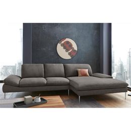 W.Schillig Ecksofa &raquo;enjoy&MORE, Designsofa, bequem, zeitlos und elegant, L-Form&laquo; mit Sitztiefenverstellung, F&uuml;&szlig;e Chrom gl&auml;nzend, Breite 340 cm grau 