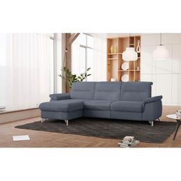 Sit & More sit&more Ecksofa &raquo;Astoria L-Form&laquo; wahlweise mit motorischer Relaxfunktion blau 100% Polyester B/H/T: 260cm x 91cm x 175cm, Flachgewebe, Recamiere 