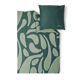s.Oliver Bettw&auml;sche &raquo;Satinbettw&auml;sche s.Oliver&laquo; 2 Stk. im angesagten Trenddesign gr&uuml;n Mako-Satin, Obermaterial: 100% Baumwolle B/L: 135cm x 200cm, 1 
