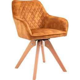Salesfever Armlehnstuhl &raquo;V&auml;xj&ouml; - Esszimmerstuhl Komfort und Stil&laquo; () 1 Stk.Sitzkomfort neu definiert: 180&deg; Drehplatte inklusive! braun Samtvelours (