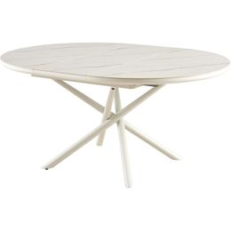Salesfever Esstisch &raquo;Stuttgart Esstisch f&uuml;r stilvolles Speisen&laquo; rund, Keramik, ausziehbar auf 120 - 160 cm wei&szlig; MDF, Metall, Keramik B/H/T: 120cm x 