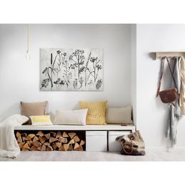 A.S. Cr&eacute;ation Leinwandbild &raquo;sketchpad&laquo; Gem&auml;lde Kunst 1 Stk. tlg. Schwarz-Wei&szlig; Zeichnung Floral Keilrahmen Leinwand-Bild Wohnzimmer Wand grau Holz, Stahl B/H/T: 90cm