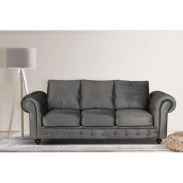 Home Affaire 3-Sitzer &raquo;MENDITTE&laquo; Knopfheftung im Armlehnbereich und an Vorderkante, hohe Qualit&auml;t grau 100% Polyester B/H/T: 225cm x 90cm x 93cm, 